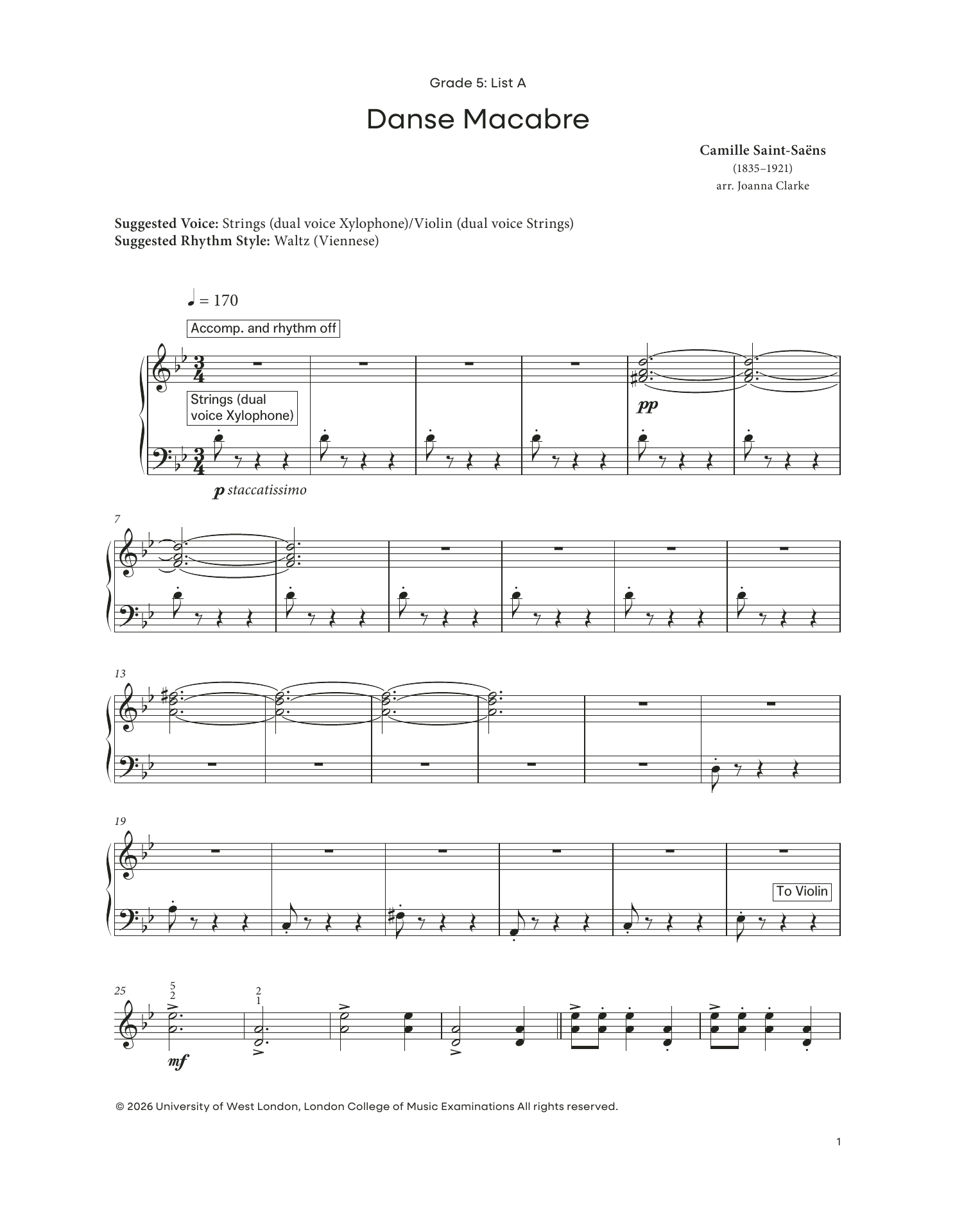 Danse Macabre (from LCME Electronic Keyboard Grade 5 List A) by Camille ...