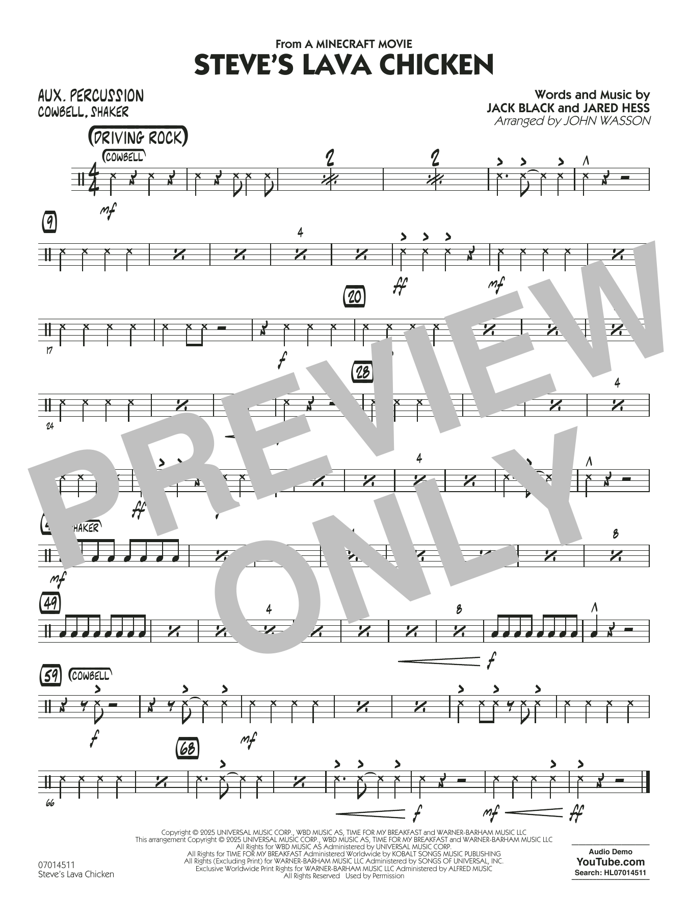 Steve's Lava Chicken (from A Minecraft Movie) (arr. John Wasson) - Aux ...