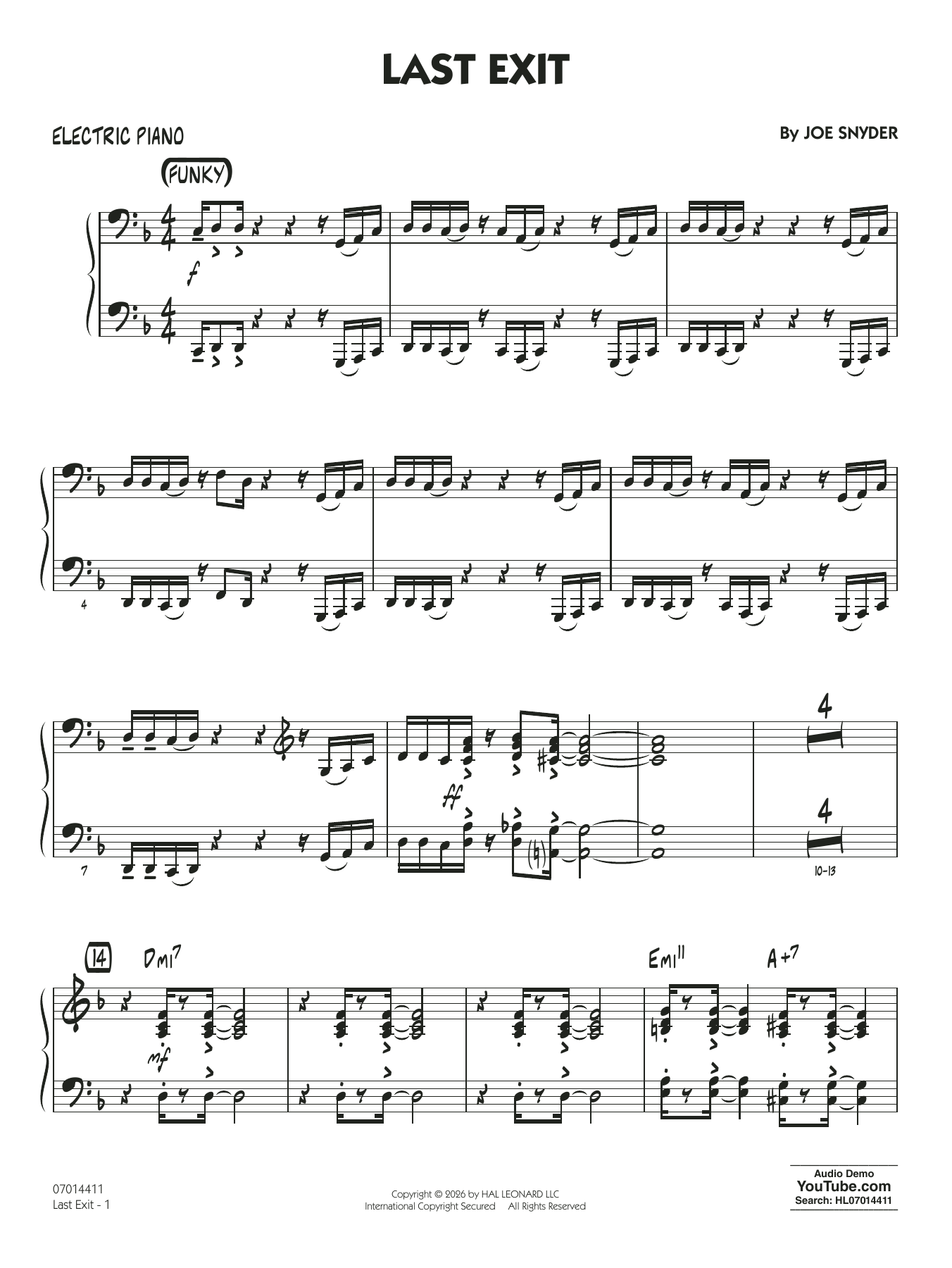 Last Exit - Piano von Joe Snyder Noten zum Jazzensemble bei Sheet Music ...
