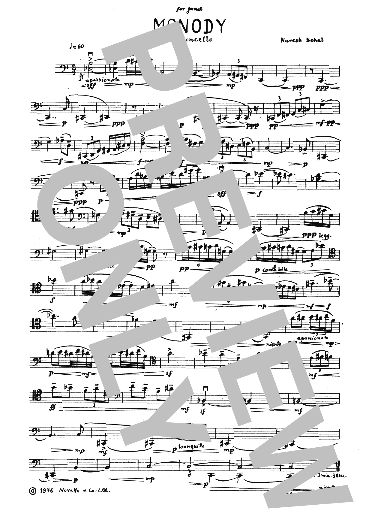 Monody par Naresh Sohal Partitions pour Violoncelle solo sur Sheet ...