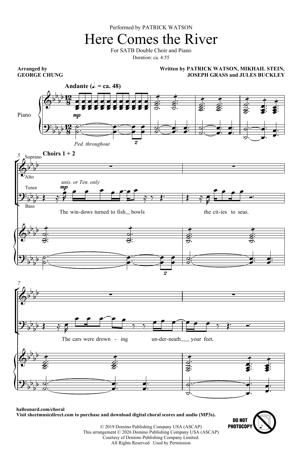 Here Comes The River (arr. George Chung) by Patrick Watson Sheet Music ...