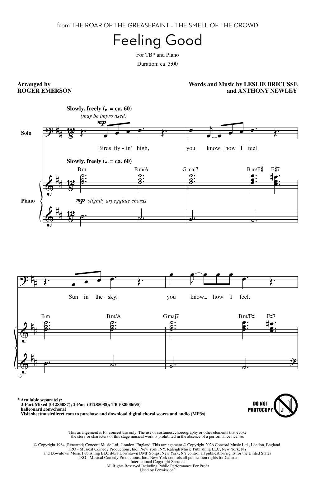 Feeling Good (arr. Roger Emerson) by Nina Simone Sheet Music for TB ...