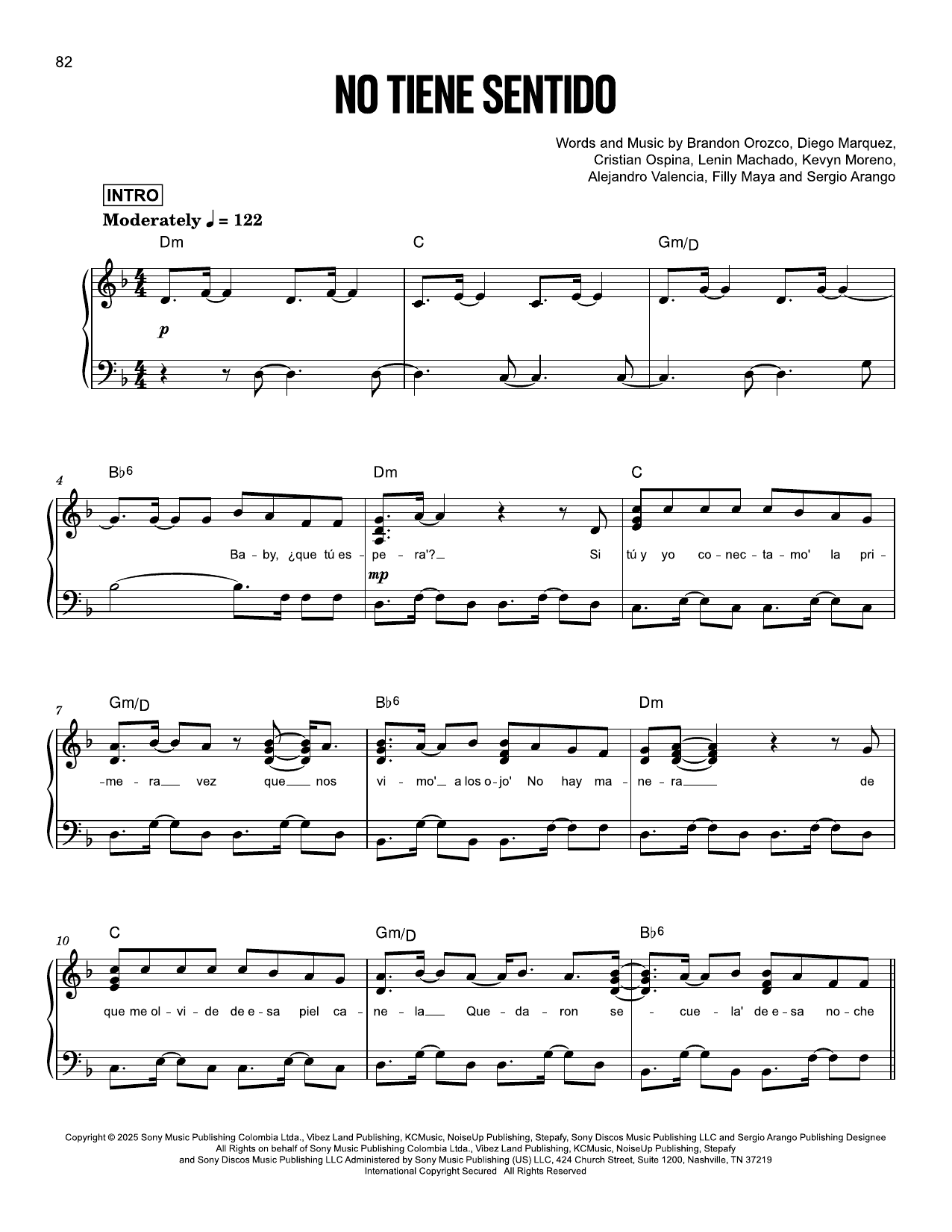 No Tiene Sentido by Beéle Sheet Music for Piano + Lyrics at Sheet Music ...