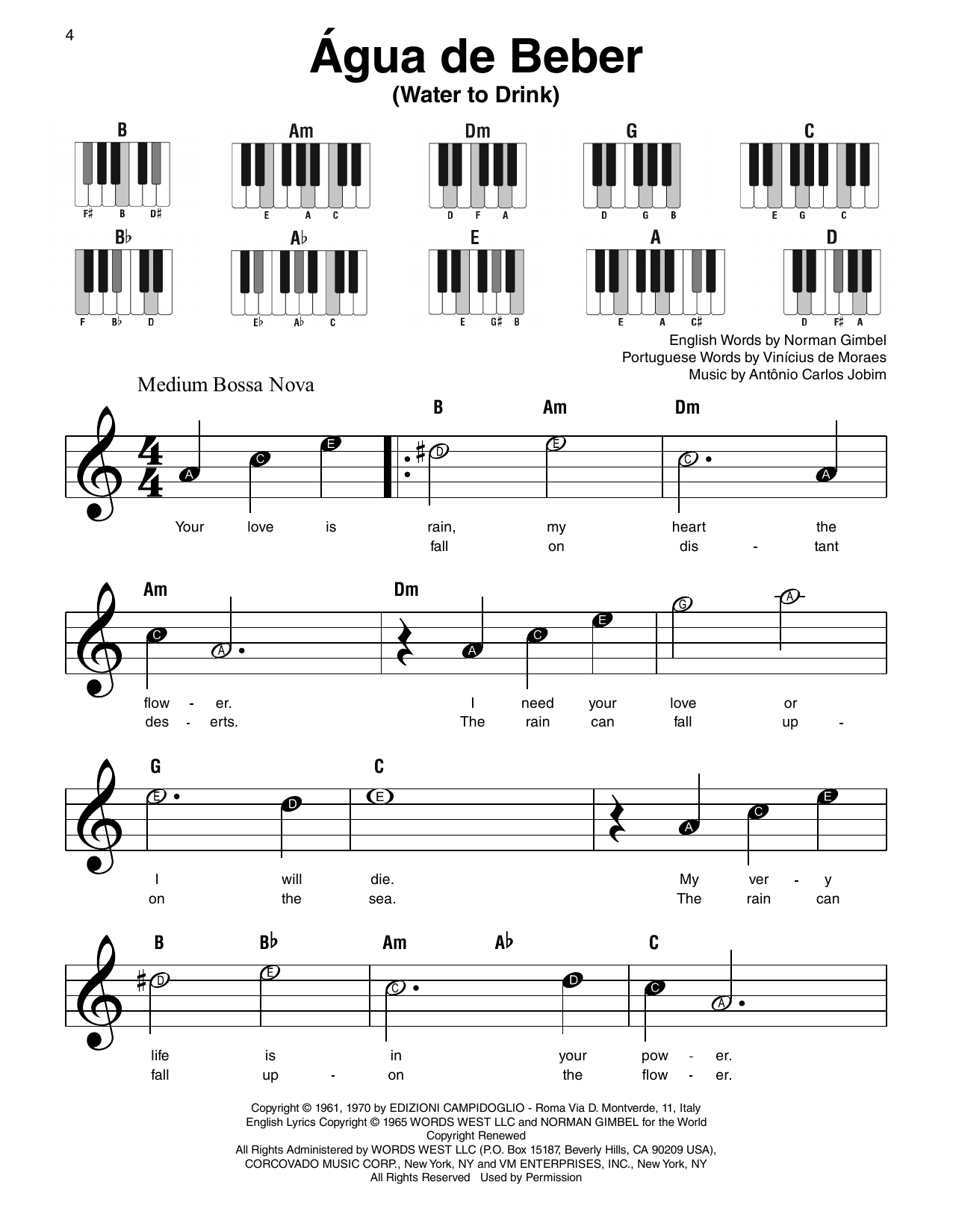 Água De Beber (Water To Drink) von Astrud Gilberto Noten zum Klavier ...