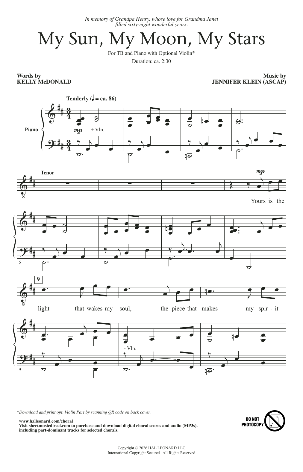 My Sun, My Moon, My Stars by Kelly McDonald Sheet Music for TB Choir at ...