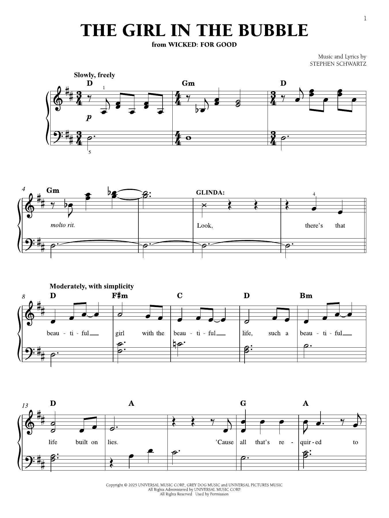 The Girl In The Bubble (from Wicked: For Good) by Stephen Schwartz ...