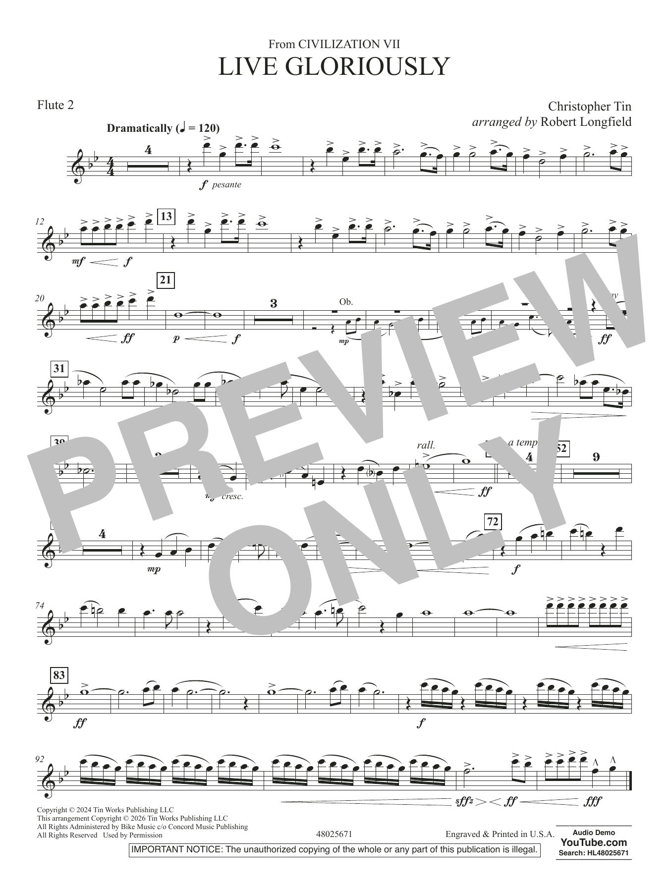 Live Gloriously (from Civilization VII) (arr. Robert Longfield) - Flute ...