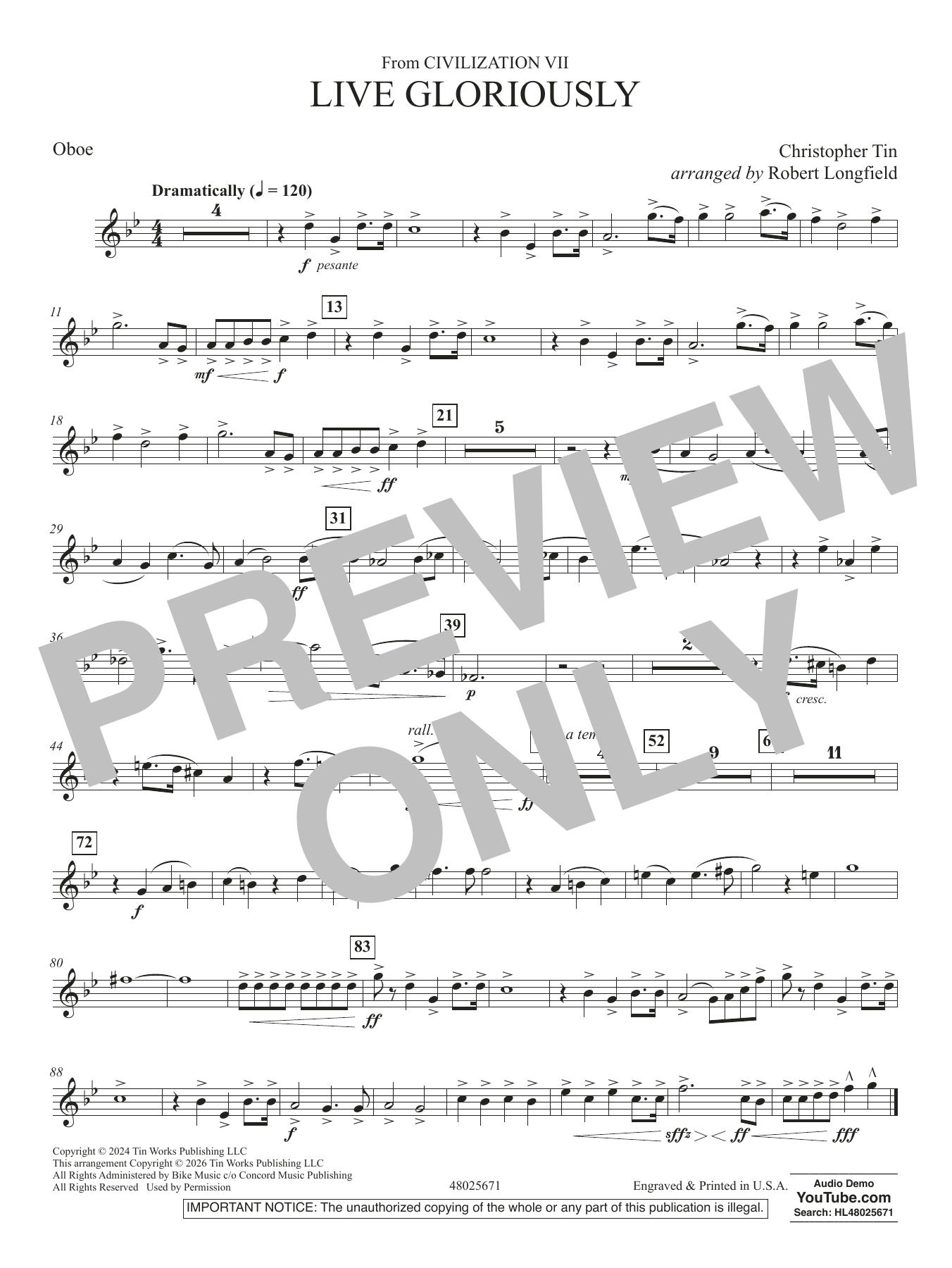 Live Gloriously (from Civilization VII) (arr. Robert Longfield) - Oboe ...