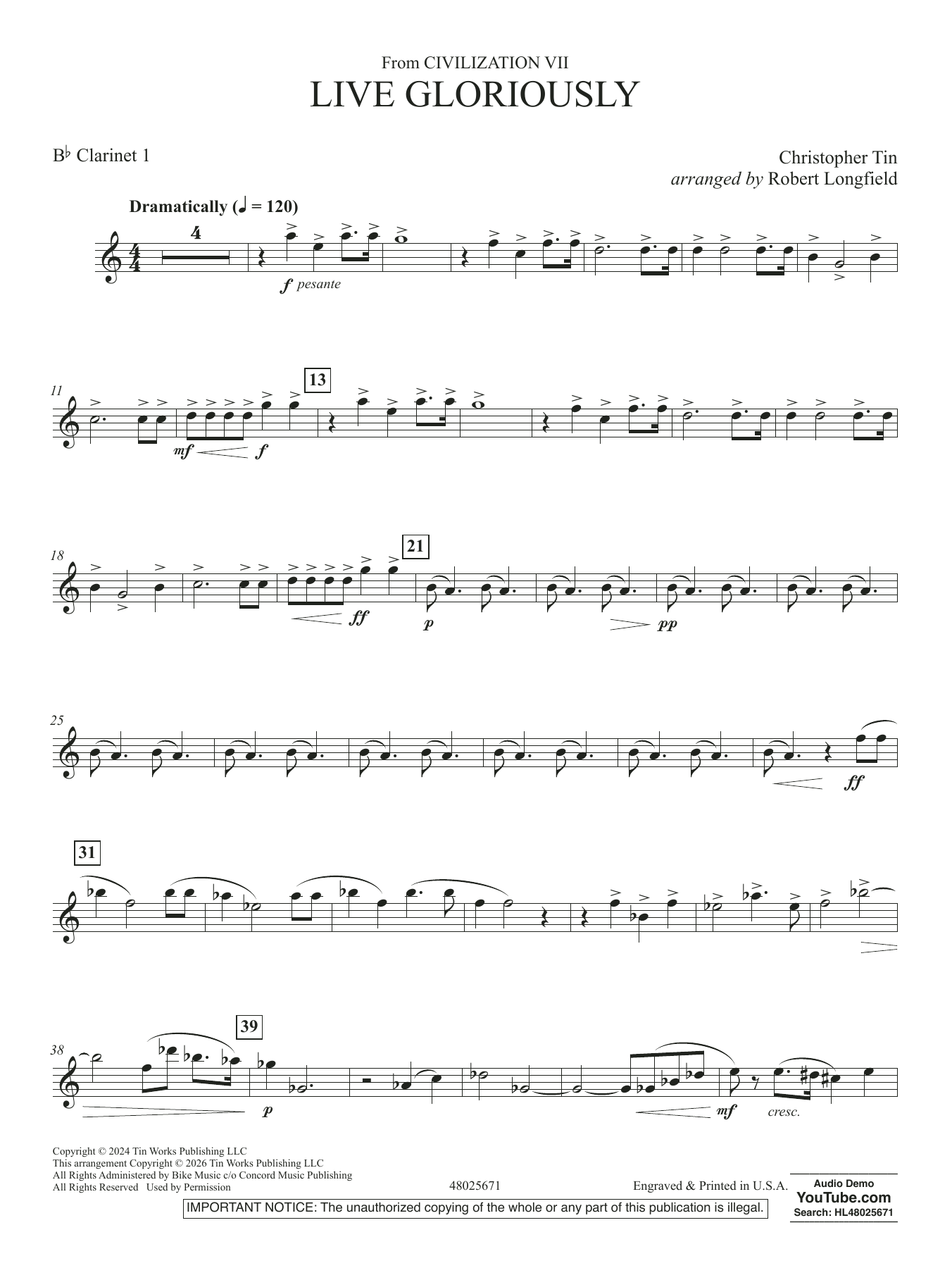 Live Gloriously (from Civilization VII) (arr. Robert Longfield) - Bb ...