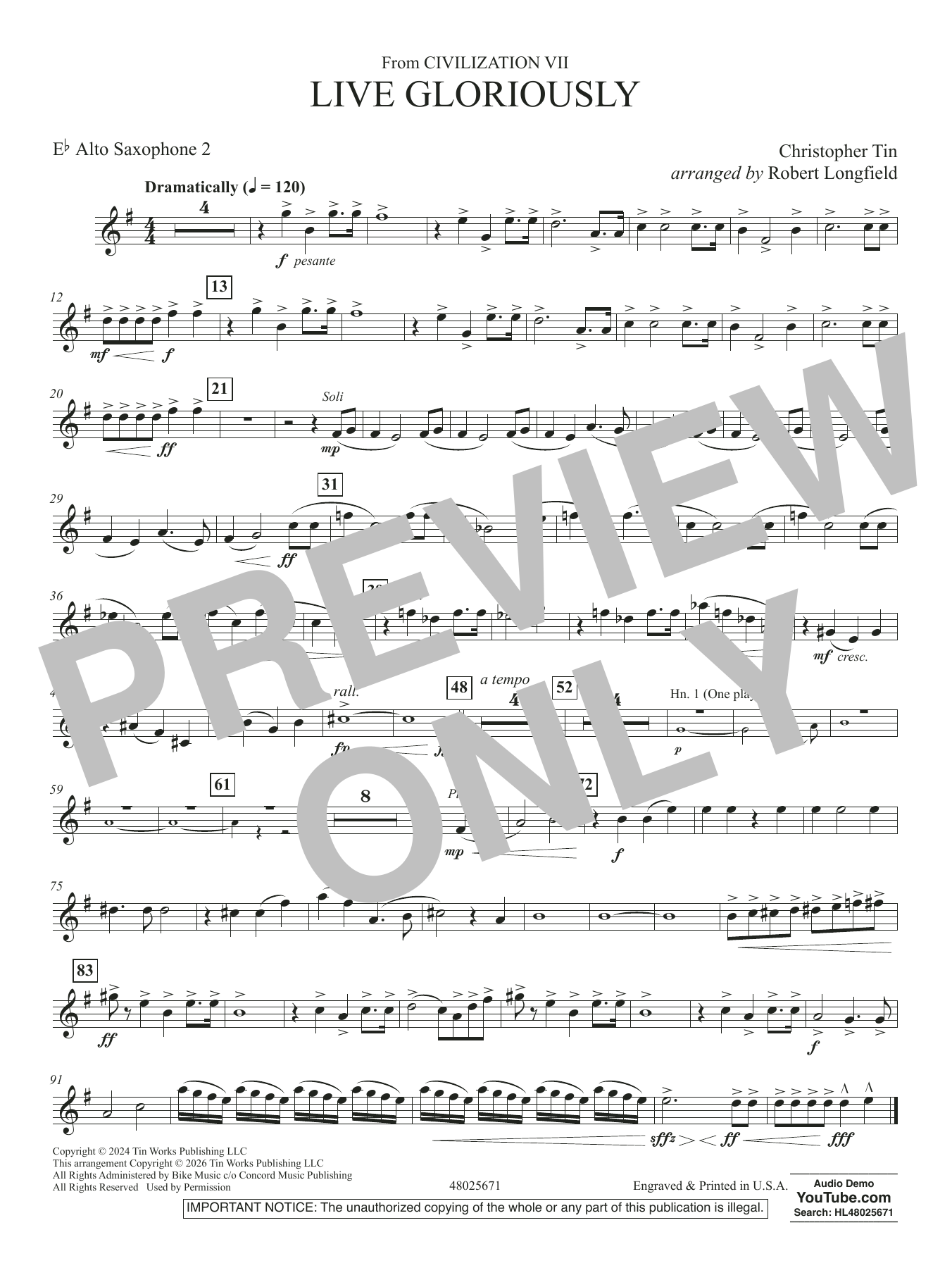 Live Gloriously (from Civilization VII) (arr. Robert Longfield) - Eb ...