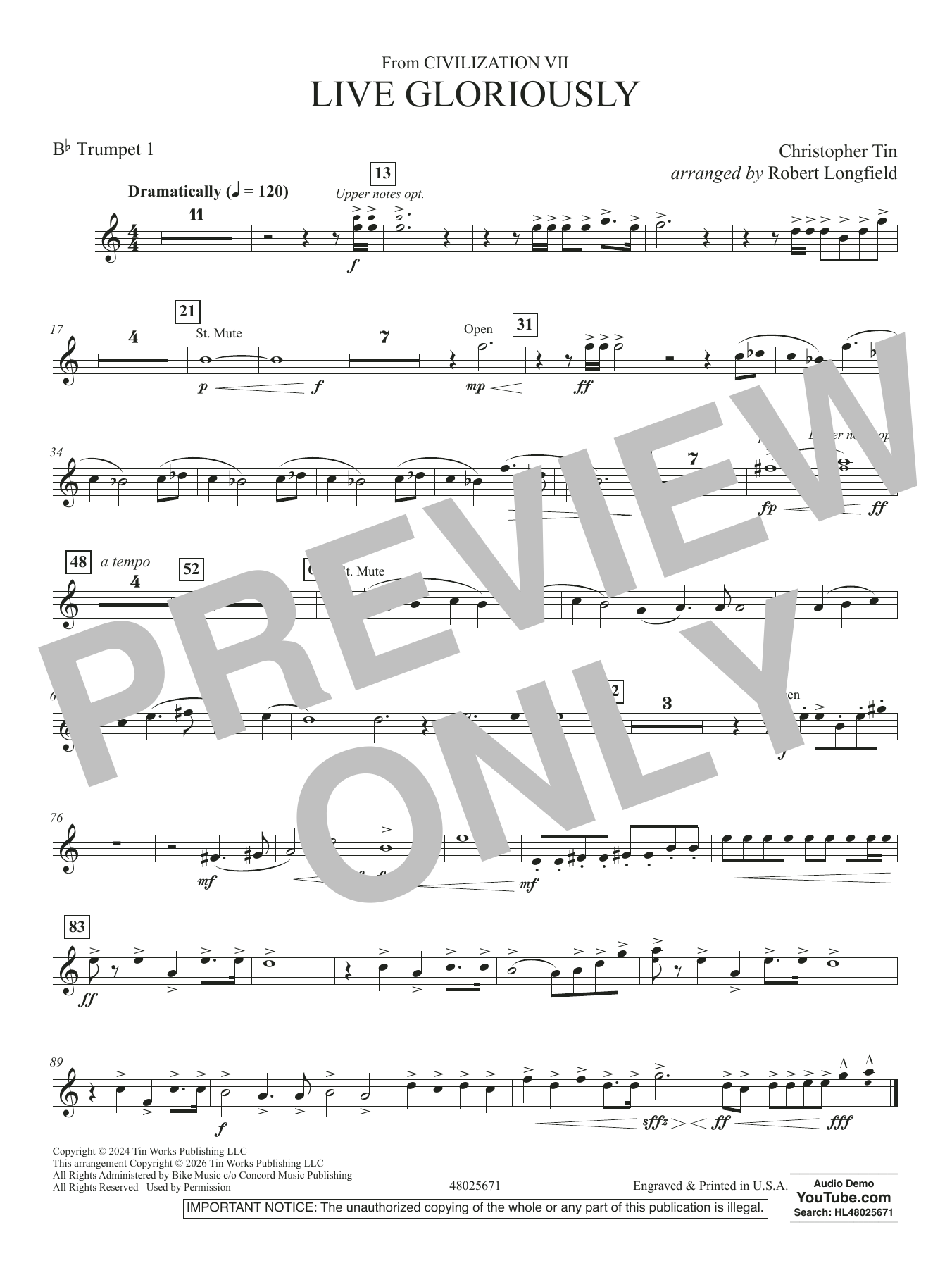 Live Gloriously (from Civilization VII) (arr. Robert Longfield) - Bb ...