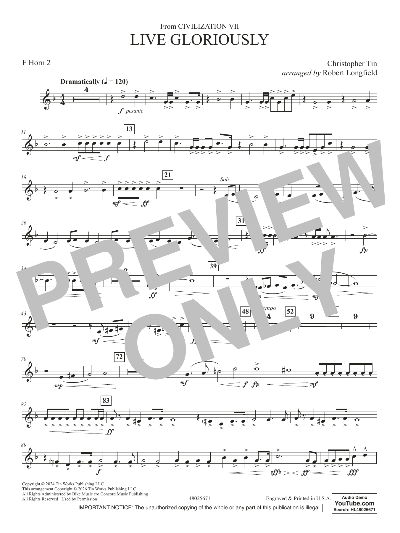 Live Gloriously (from Civilization VII) (arr. Robert Longfield) - F ...