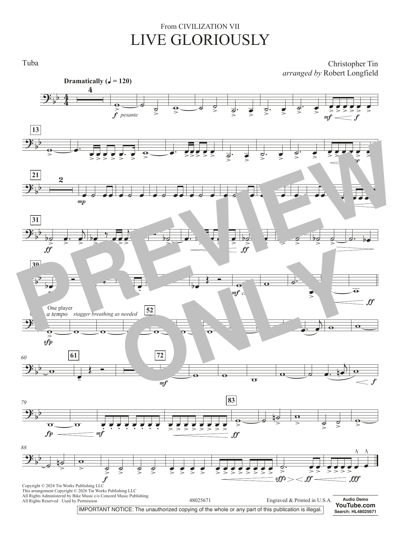 Live Gloriously (from Civilization VII) (arr. Robert Longfield) - Tuba ...