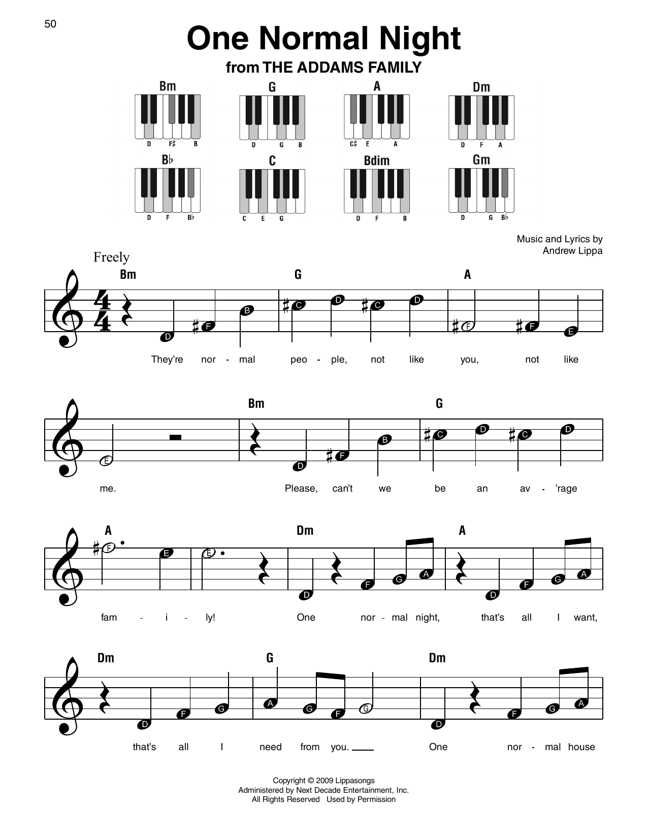 One Normal Night (from The Addams Family) by Andrew Lippa Sheet Music ...