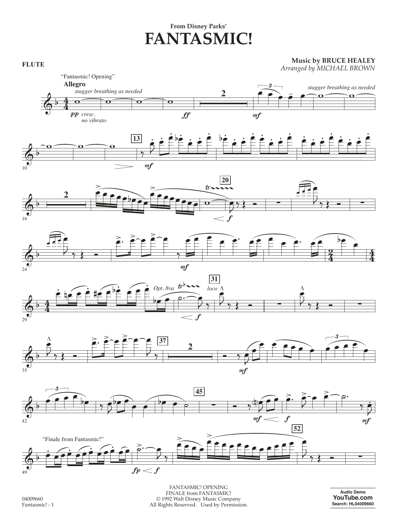 Fantasmic! (arr. Michael Brown) - Flute by Bruce Healey Sheet Music for ...