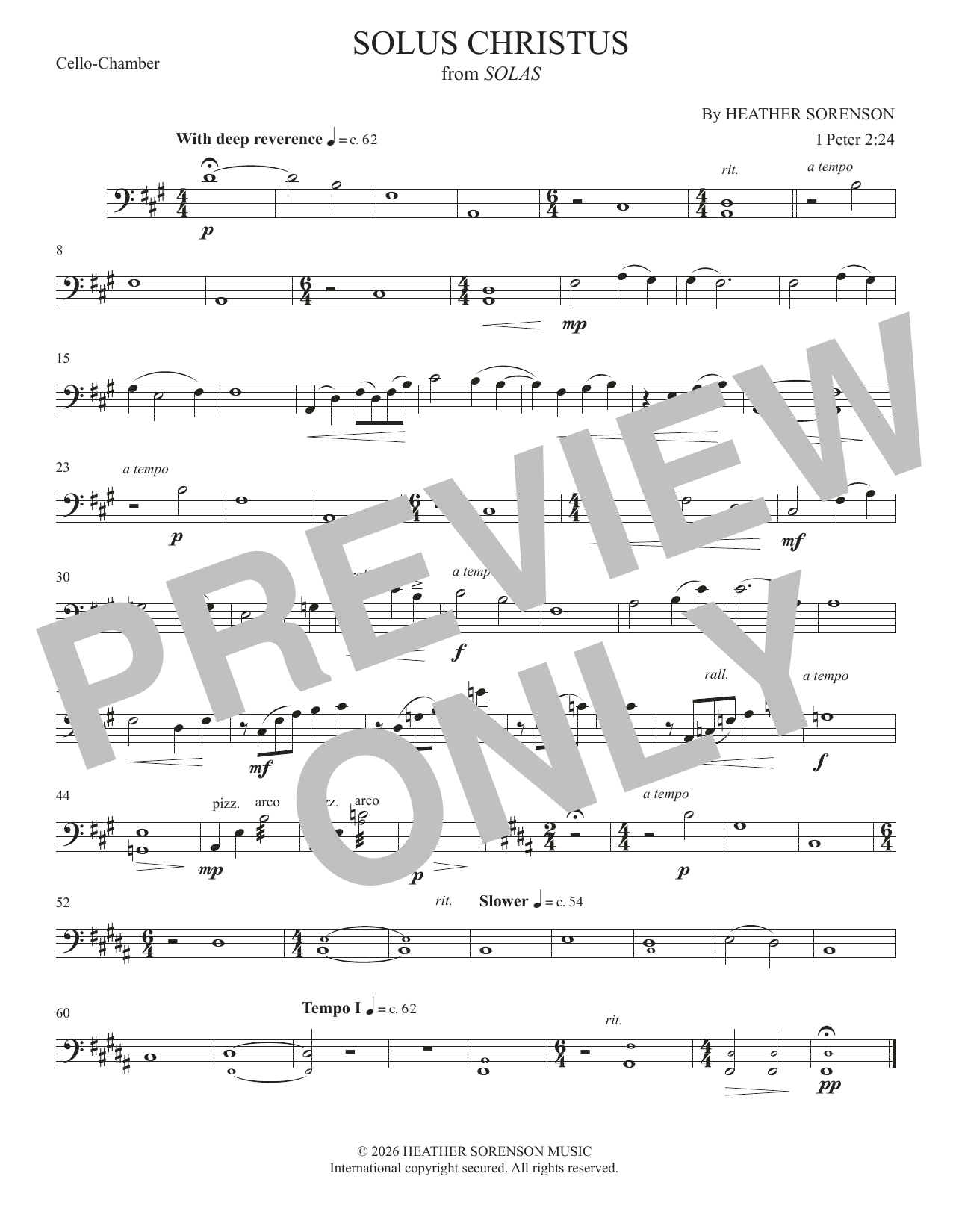 Solus Christus (from Solas) - Cello par Heather Sorenson Partitions ...