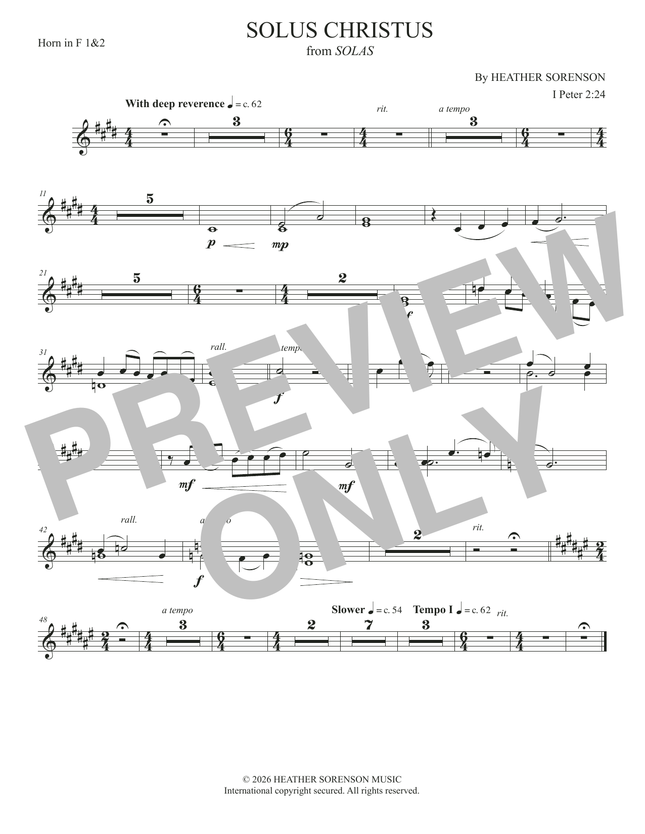 Solus Christus (from Solas) - F Horn 1 & 2 by Heather Sorenson Sheet ...