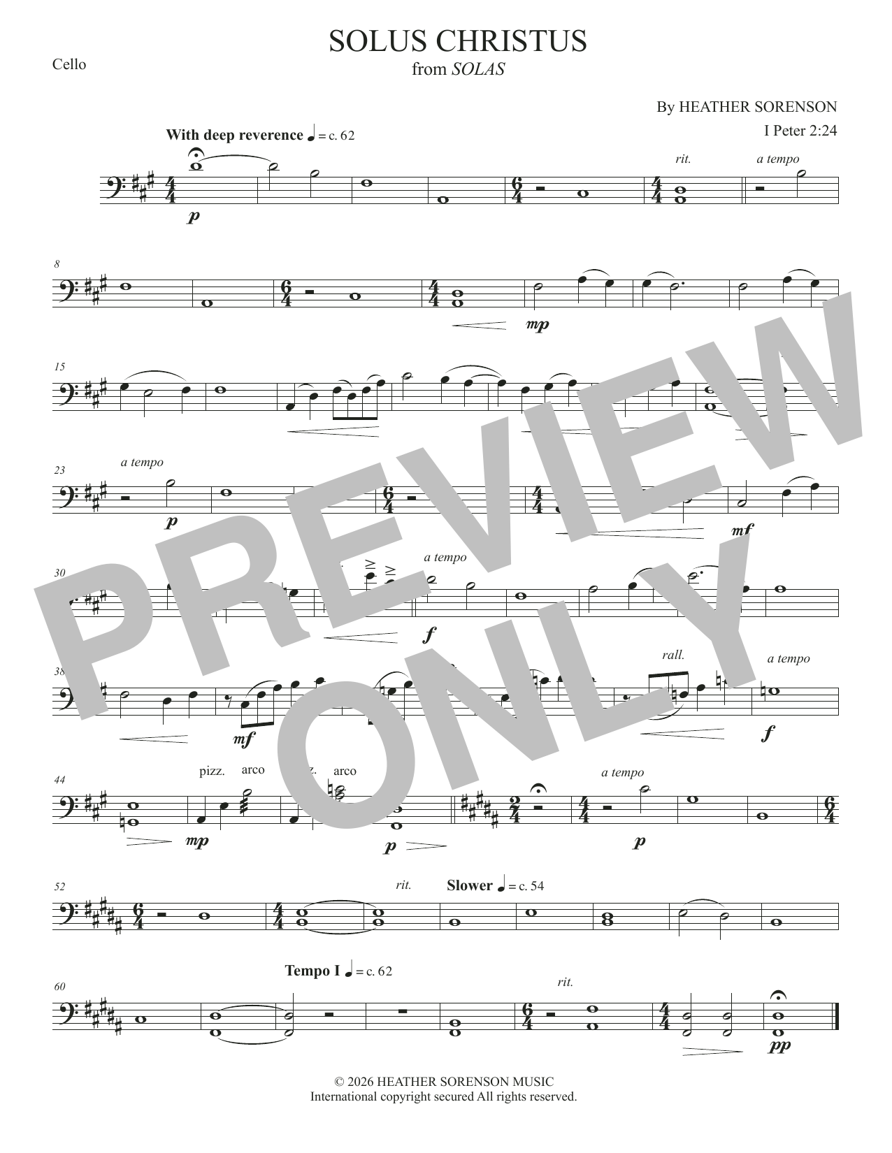 Solus Christus (from Solas) - Cello por Heather Sorenson Partituras ...
