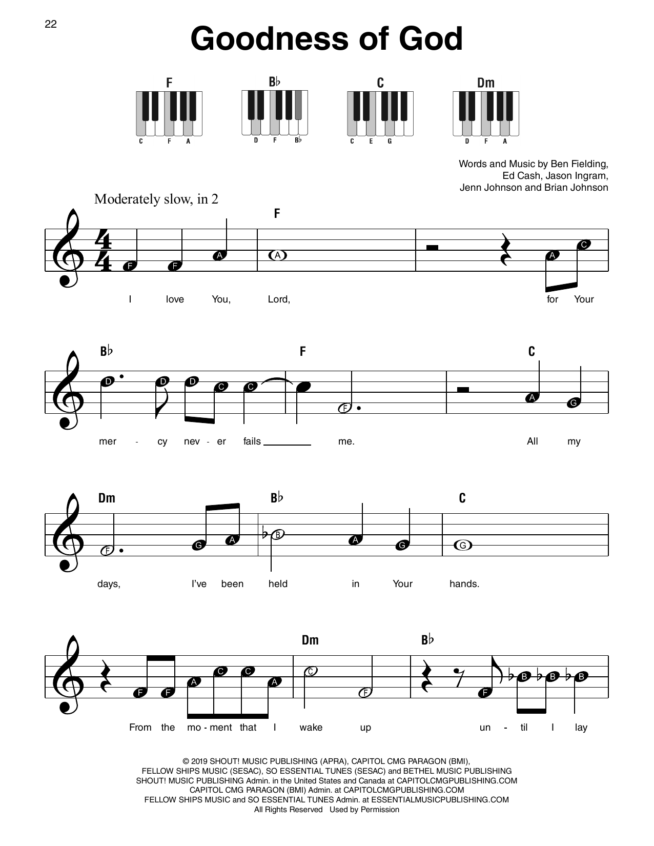 Goodness of God por Bethel Music and Jenn Johnson Partituras para Piano ...