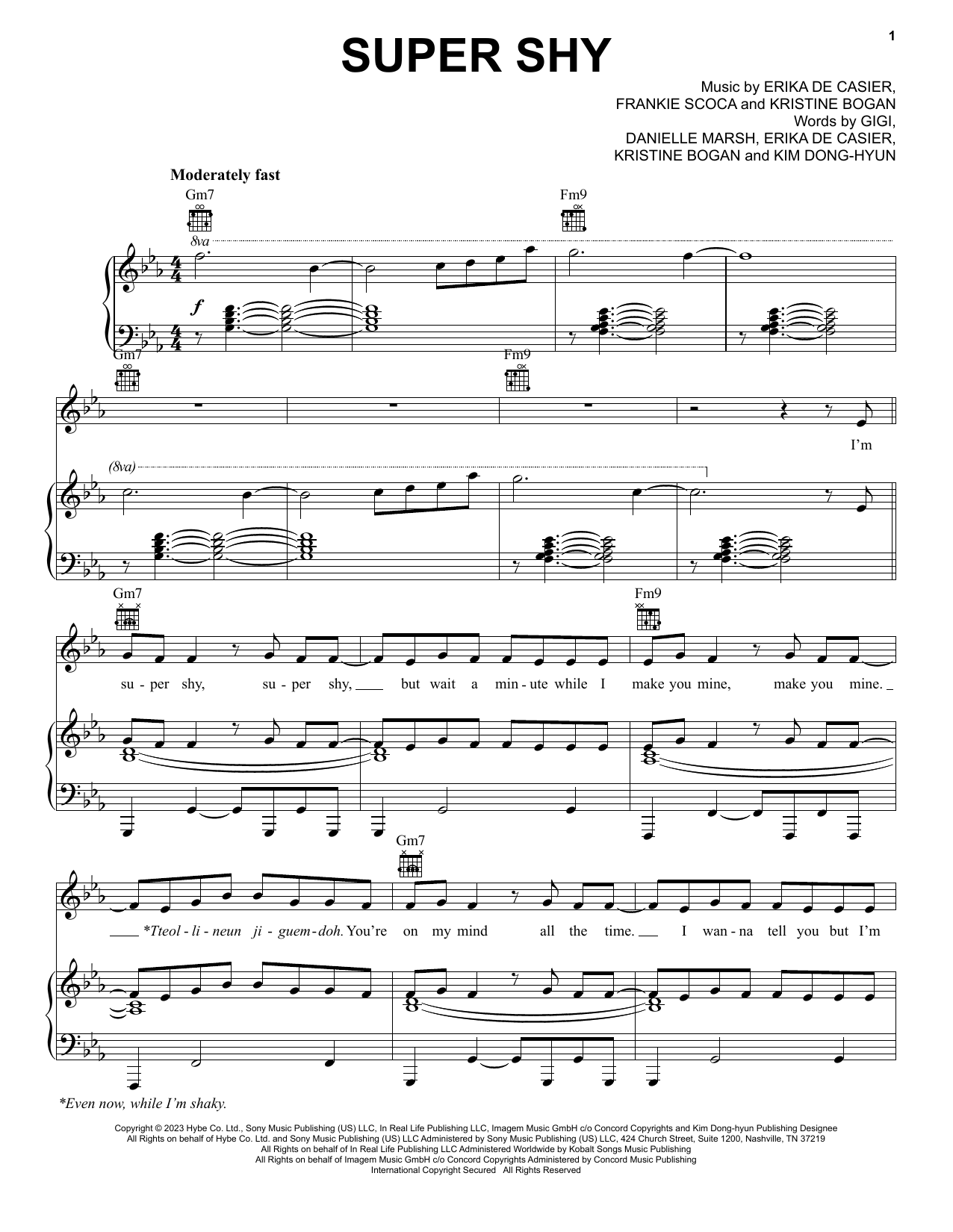 Super Shy by Newjeans Sheet Music for Piano, Vocal & Guitar Chords ...