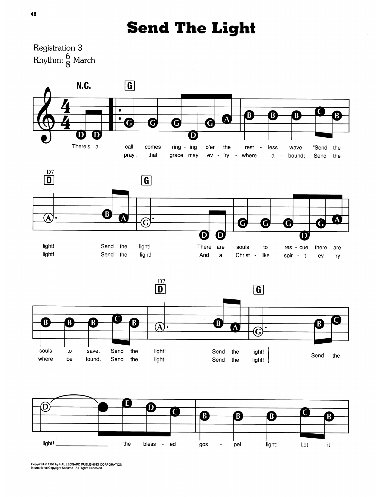 Send The Light by Charles H. Gabriel Sheet Music for E-Z Play Today at ...
