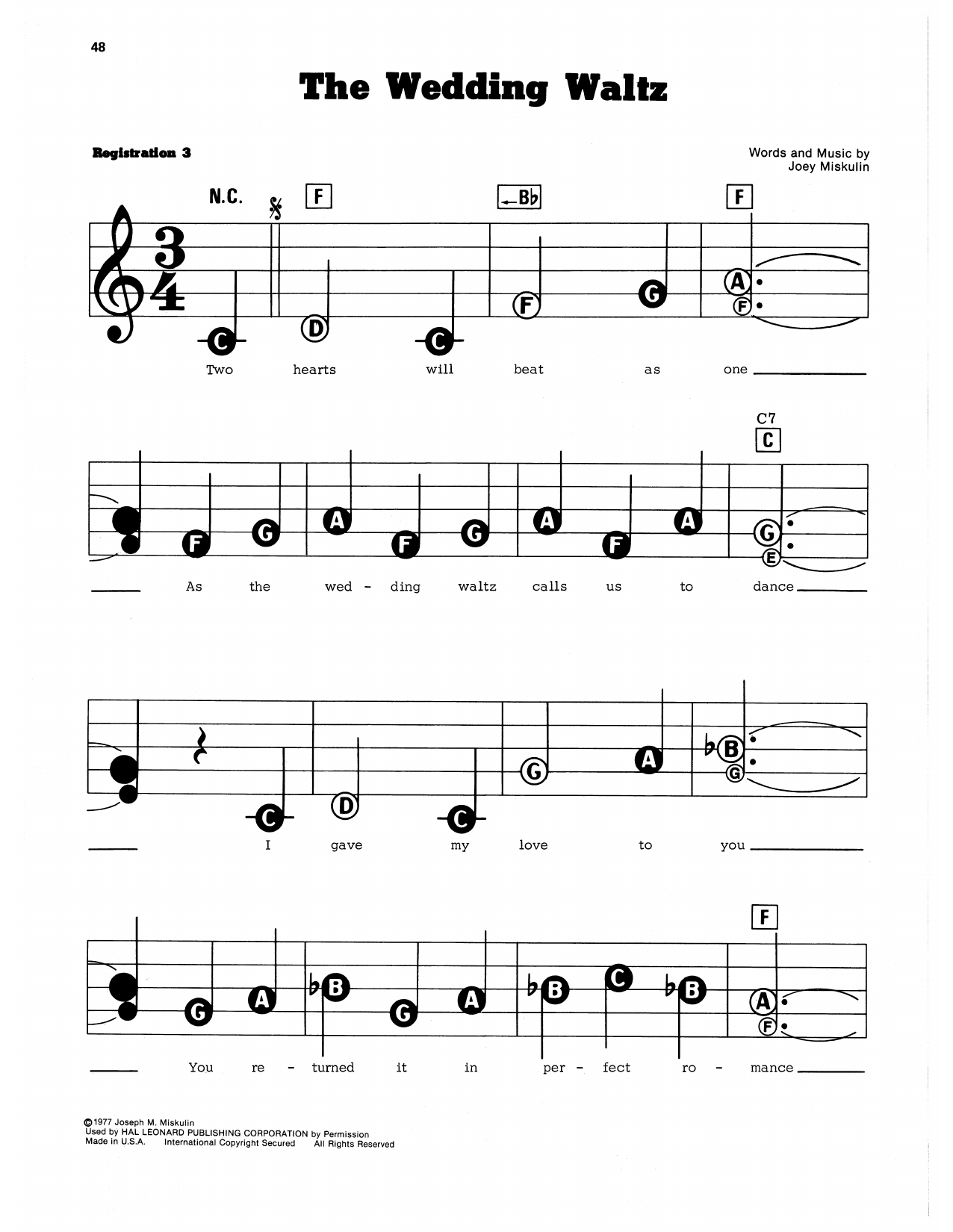 Wedding Waltz by Joey Miskulin Sheet Music for E-Z Play Today at Sheet ...