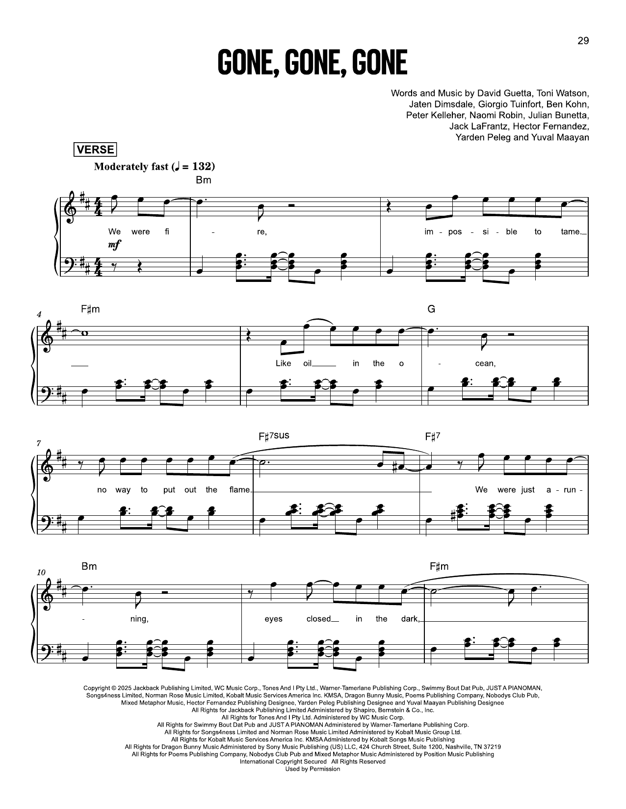 Gone Gone Gone by David Guetta, Teddy Swims, Tones And I Sheet Music ...