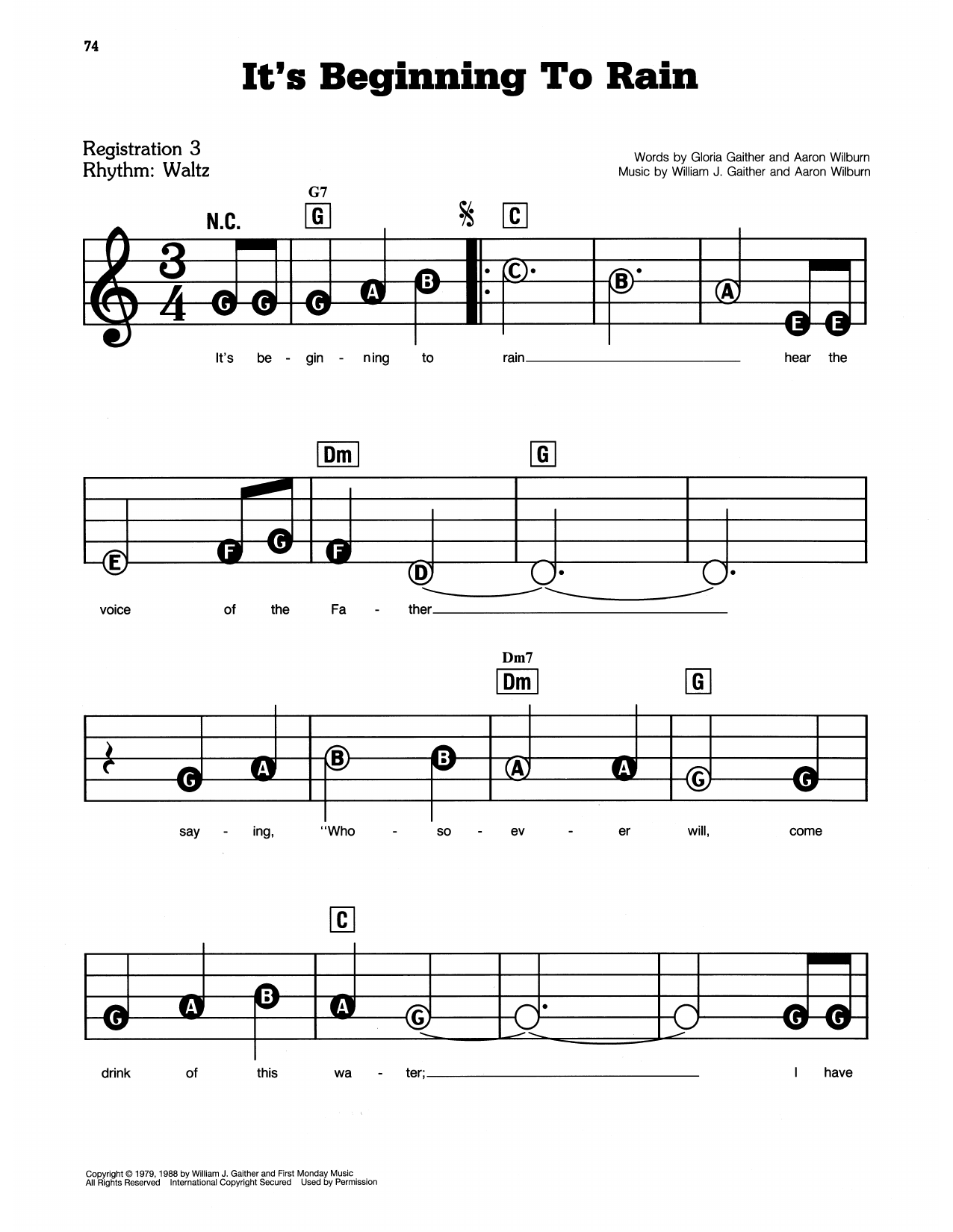 It's Beginning To Rain by Bill & Gloria Gaither Sheet Music for E-Z ...