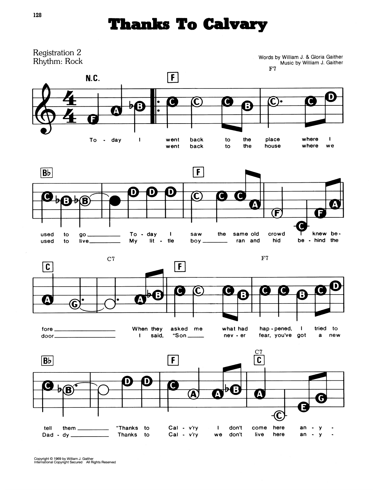 Thanks To Calvary by Bill & Gloria Gaither Sheet Music for E-Z Play ...