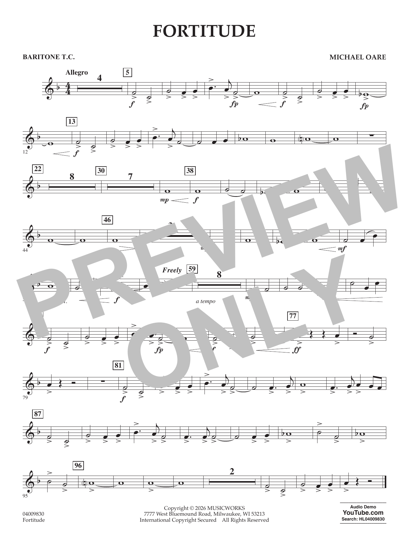 FORTITUDE - BARITONE T.C. POR MICHAEL OARE PARTITURAS PARA BANDA DE ...