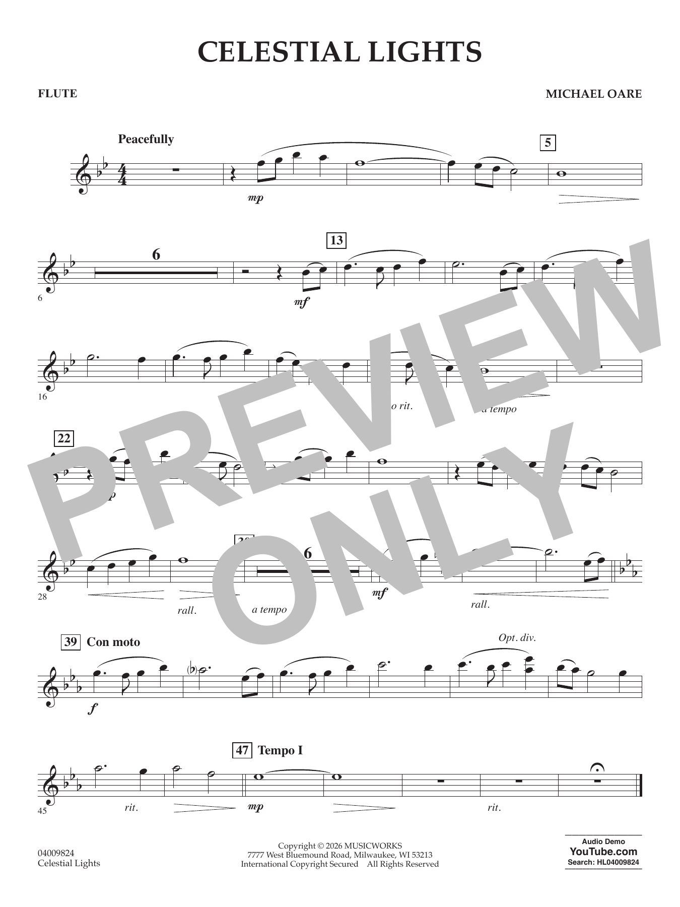 CELESTIAL LIGHTS - FLUTE POR MICHAEL OARE PARTITURAS PARA BANDA DE ...