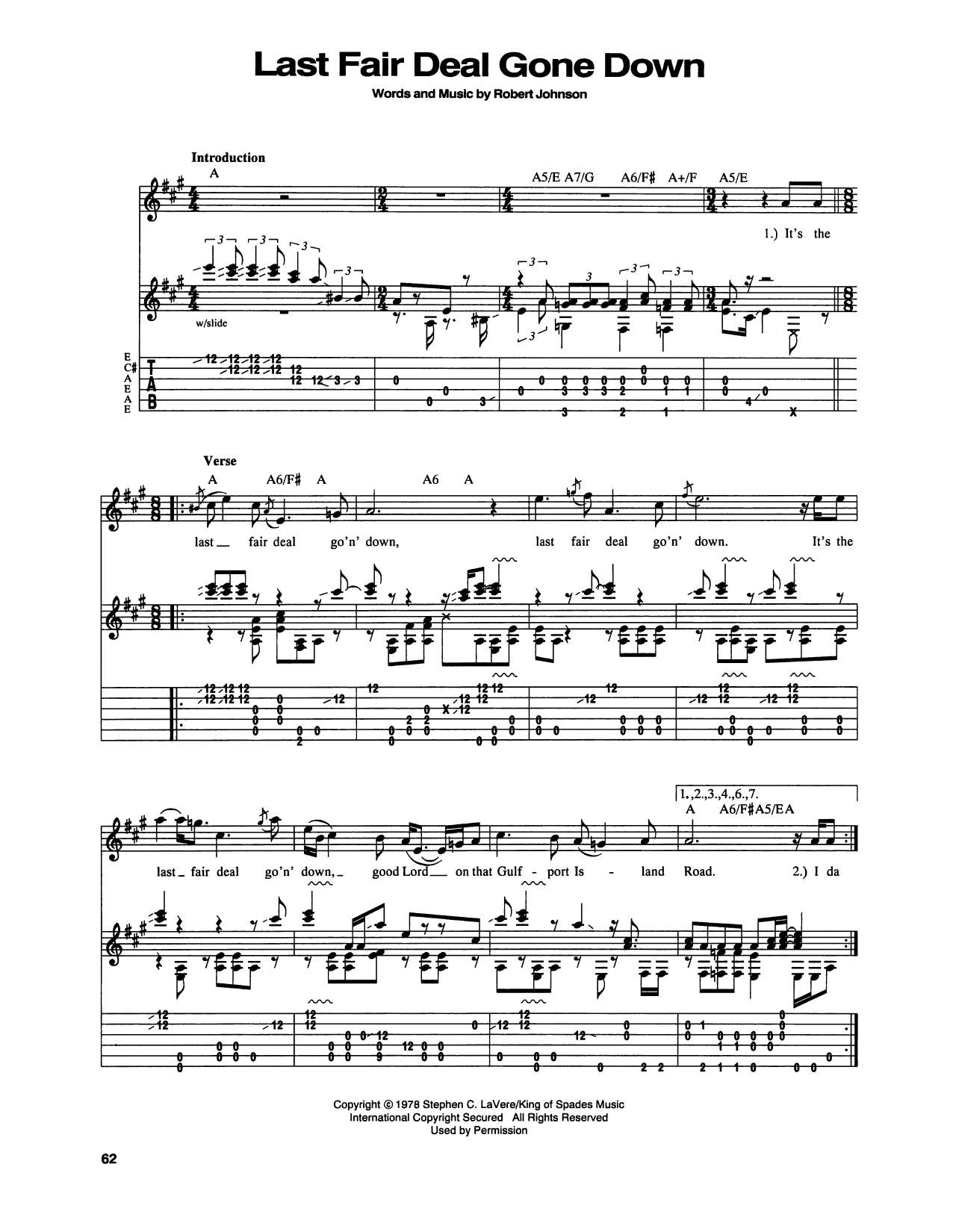 Last Fair Deal Gone Down by Robert Johnson Sheet Music for Guitar Tab ...