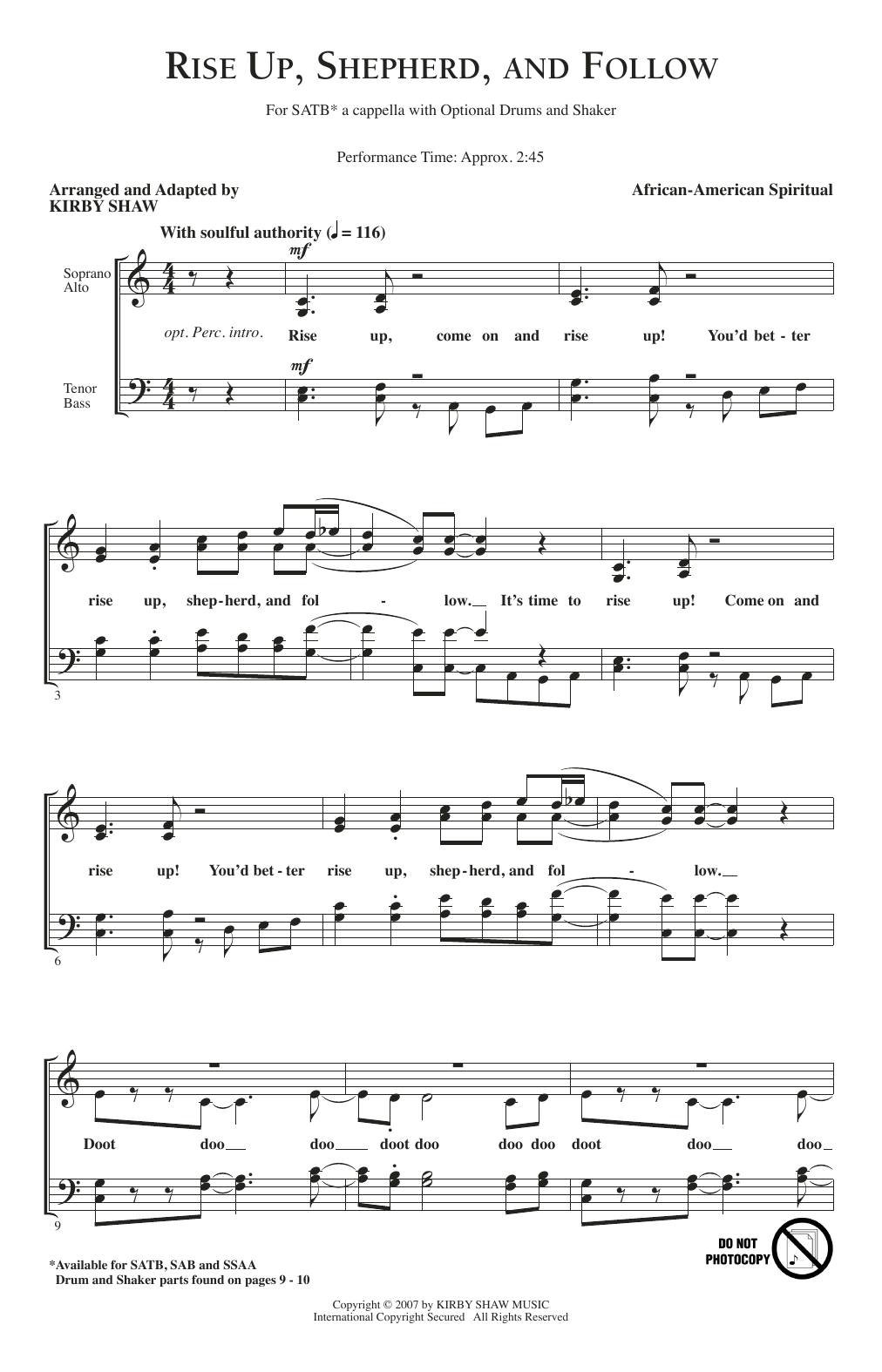 Rise Up, Shepherd, And Follow by Kirby Shaw Sheet Music for SATB Choir ...
