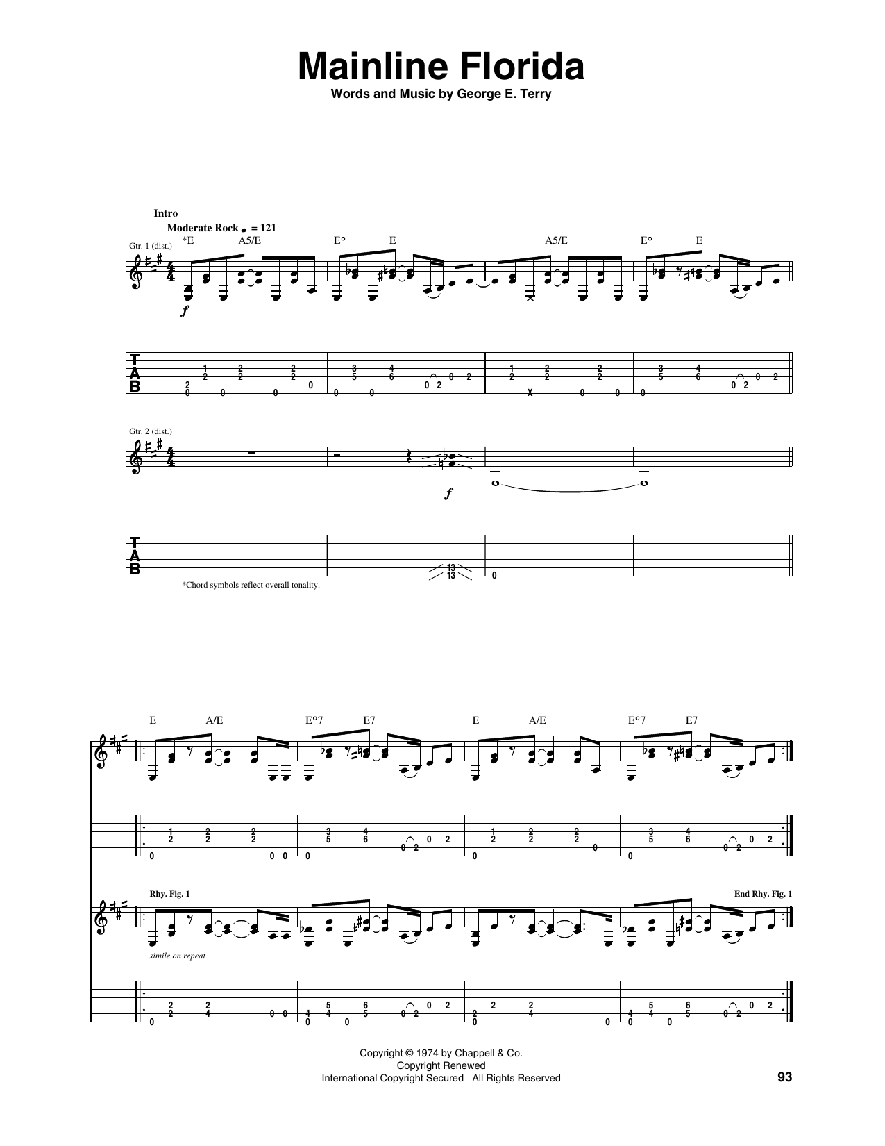 MAINLINE FLORIDA PAR ERIC CLAPTON PARTITIONS POUR TABLATURE GUITARE SUR ...