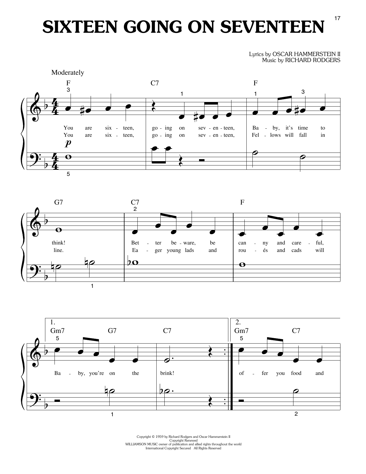 Sixteen Going On Seventeen from The Sound Of Music By Rodgers Sixteen Going On Seventeen from The Sound Of Music By Rodgers