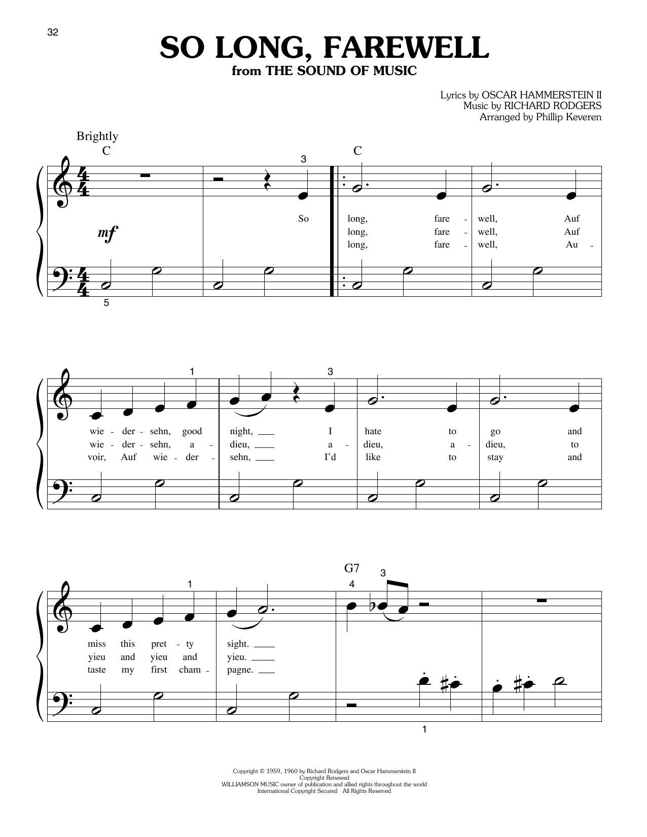 So Long, Farewell (from The Sound Of Music) by Rodgers & Hammerstein ...