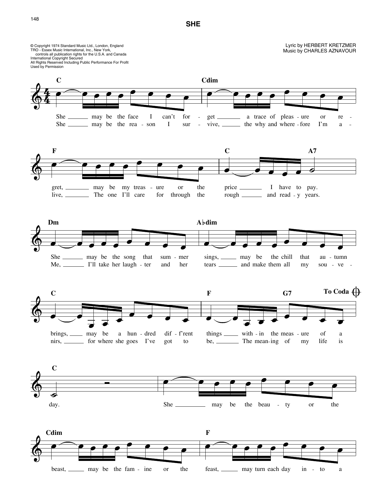 She by Elvis Costello Sheet Music for Easy Lead Sheet / Fake Book at ...