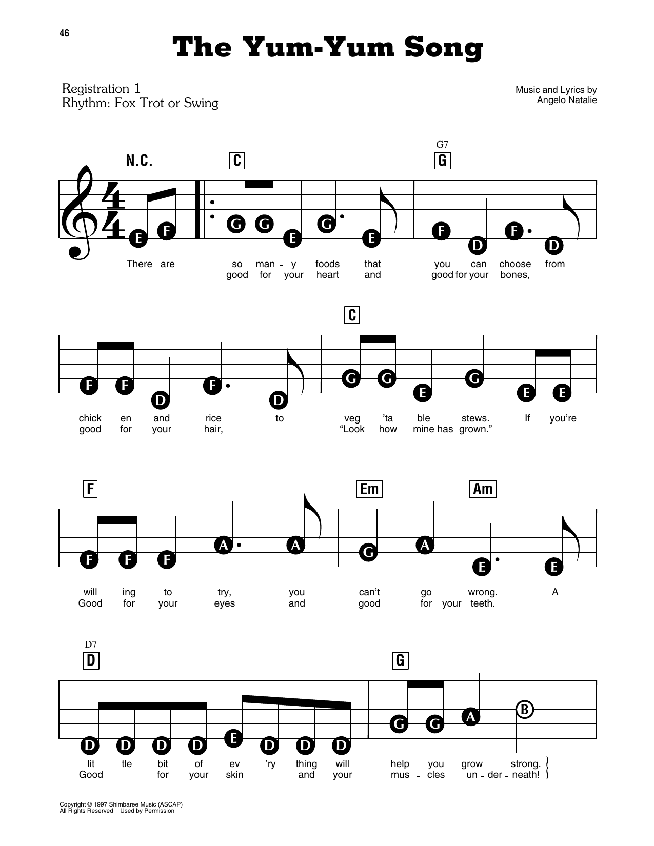 The Yum-Yum Song (from Barney) by Angelo Natalie Sheet Music for E-Z ...