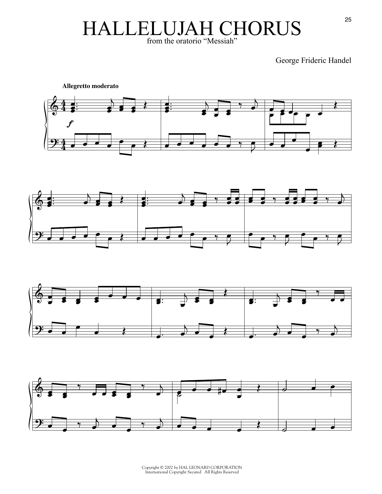 Hallelujah Chorus by George Frideric Handel Sheet Music for Easy Piano at Sheet Music Direct