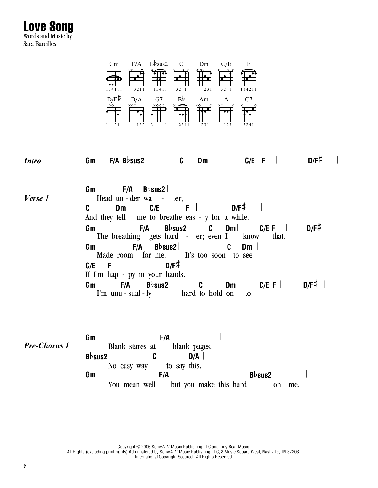 Love Song Sheet Music Sara Bareilles Guitar Chords Lyrics Love Song Sheet Music Sara Bareilles Guitar Chords Lyrics
