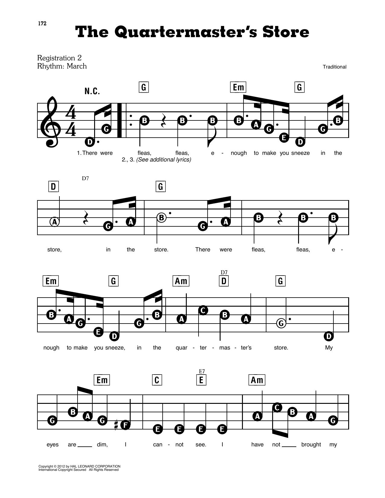The Quartermaster's Store by Traditional Sheet Music for E-Z Play Today ...