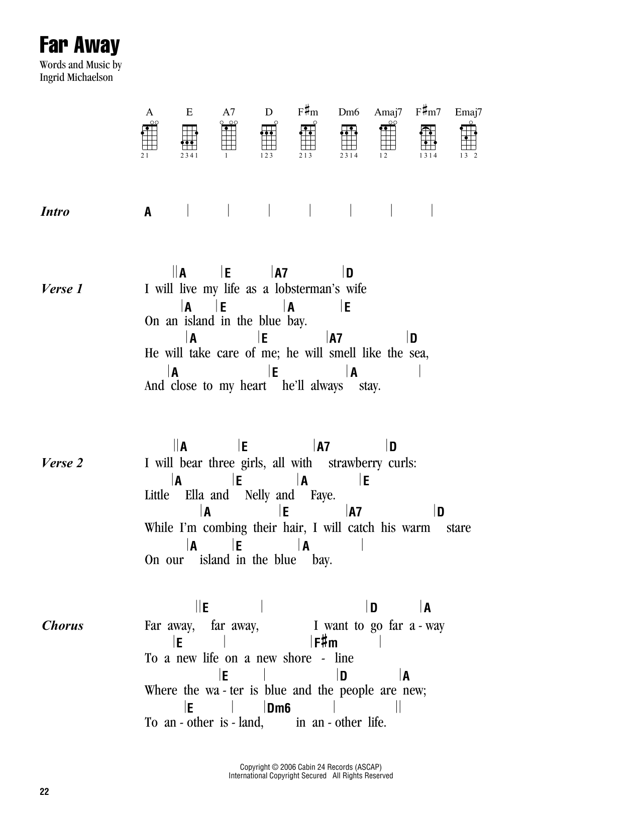 Far Away By Ingrid Michaelson Sheet Music For Ukulele Chords Lyrics At