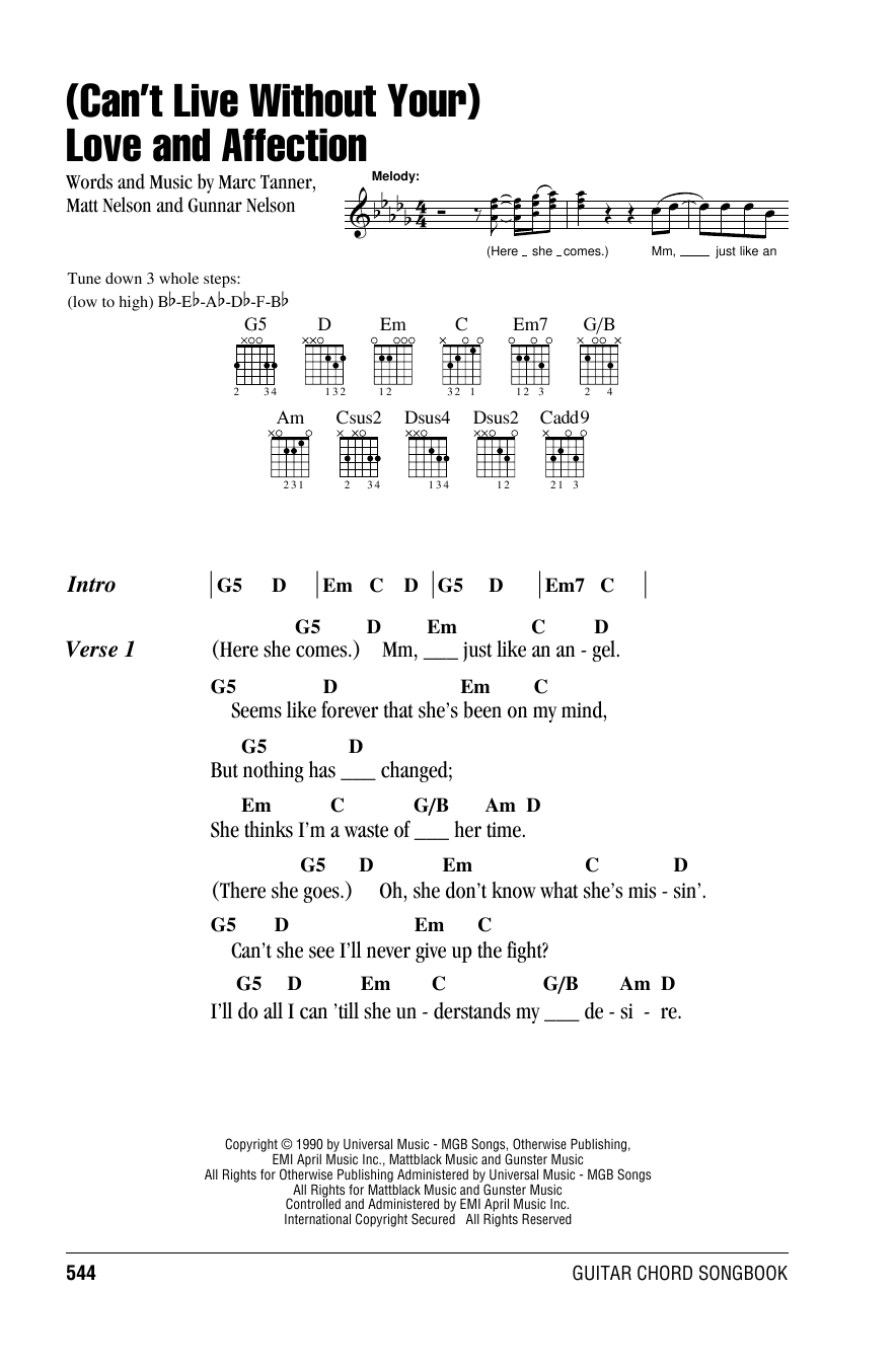 Can t Live Without Your Love And Affection Sheet Music Nelson Can t Live Without Your Love And Affection Sheet Music Nelson