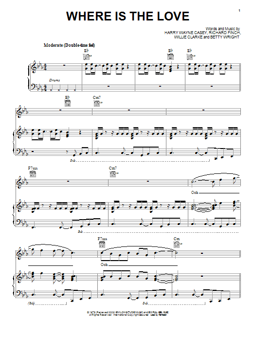Where Is The Love Sheet Music Harry Wayne Casey Piano Vocal Where Is The Love Sheet Music Harry Wayne Casey Piano Vocal