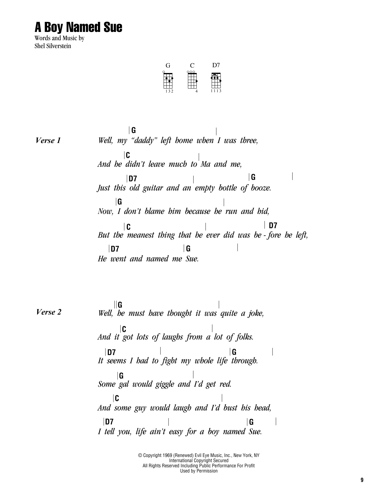 A Boy Named Sue By Johnny Cash Sheet Music For Ukulele Chords Lyrics At A Boy Named Sue By Johnny Cash Sheet Music For Ukulele Chords Lyrics At