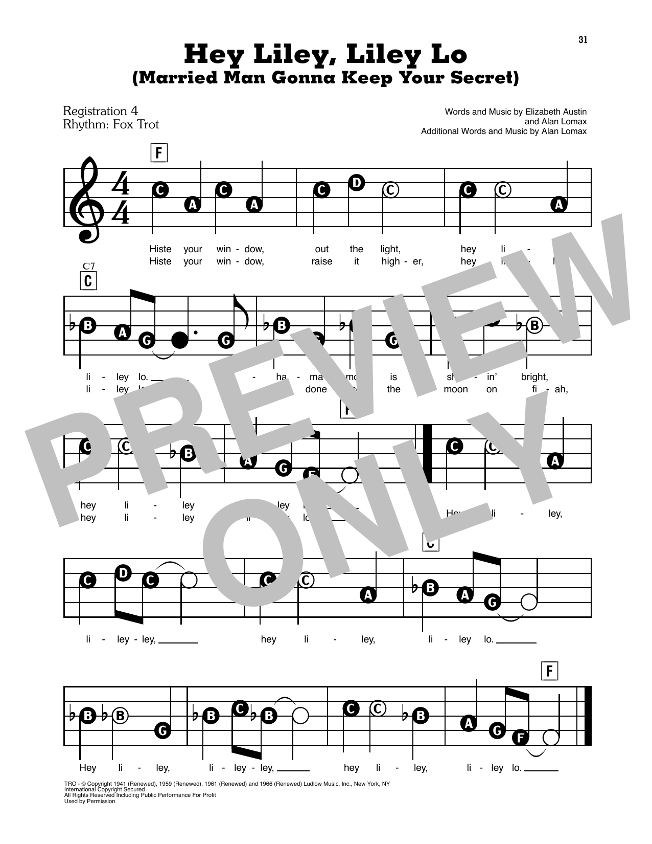Hey Liley, Liley Lo (Married Man Gonna Keep Your Secret) by Alan Lomax ...