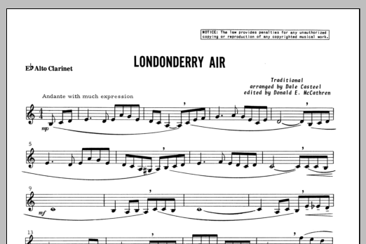 Londonderry Air - Clarinet Sheet Music | Casteel | Woodwind Ensemble