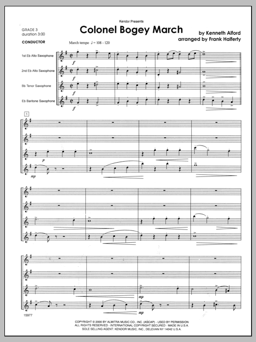 Colonel Bogey March Sheet Music | Halferty | Woodwind Ensemble