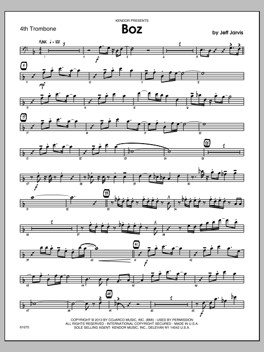 Boz - Trombone 4 Sheet Music | Jarvis | Jazz Ensemble