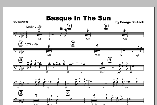 Basque In The Sun - Trombone 3 Sheet Music | Shutack | Jazz Ensemble